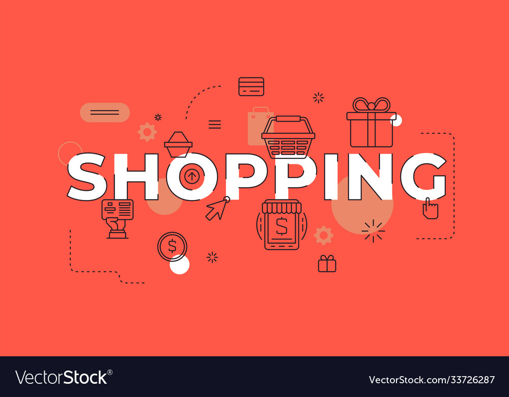 Shopping text concept modern flat style Royalty Free Vector