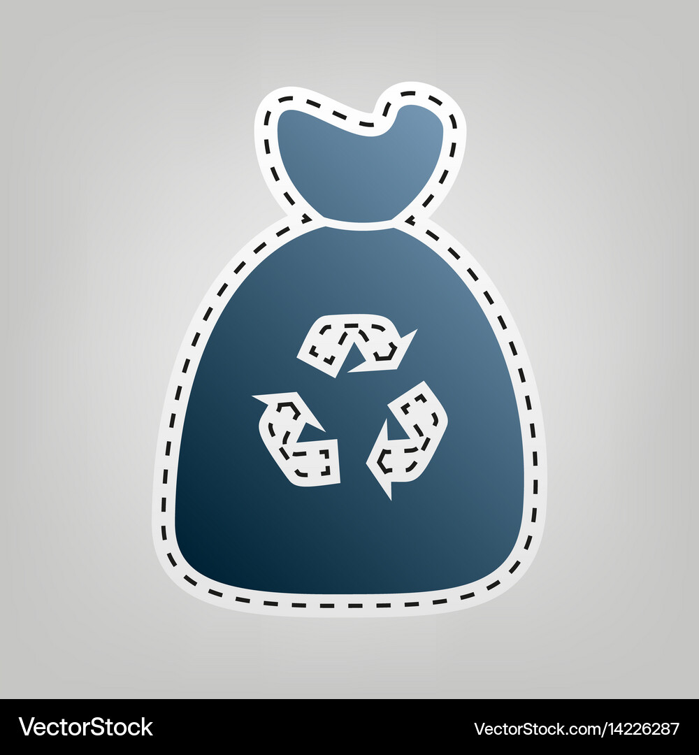 Trash bag icon blue icon with outline for Vector Image