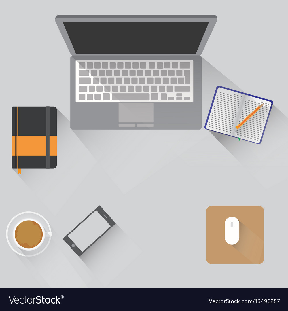 Workspace with objects lying on a Royalty Free Vector Image