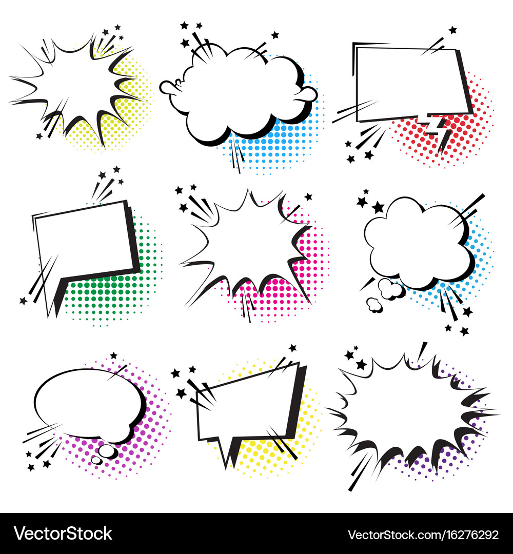 Chat bubble icon set pop art style social media Vector Image