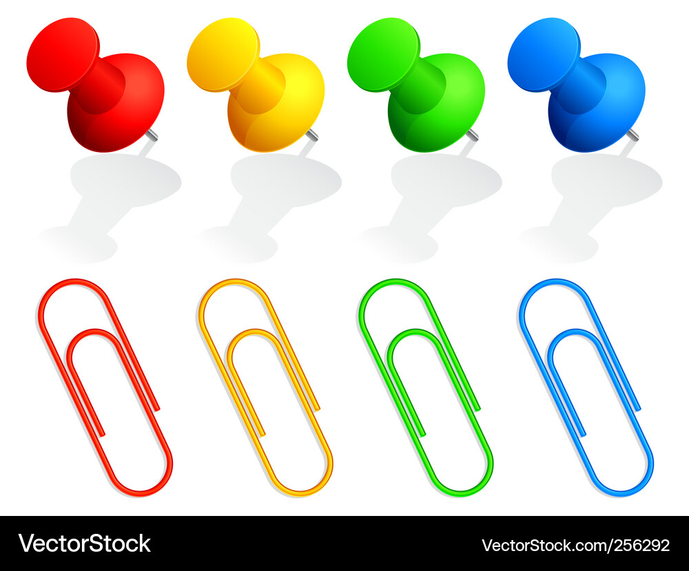 Colorful Paper Clips and Pins Royalty Free Vector Image