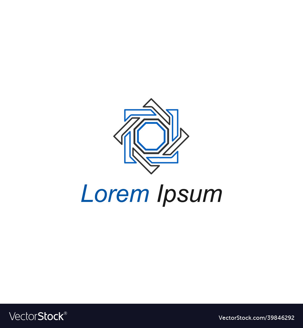 Four sided bended square shape hexagon logo Vector Image