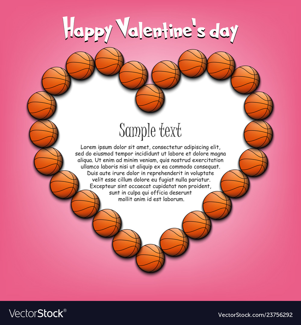 Happy valentines day heart from basketball balls Vector Image