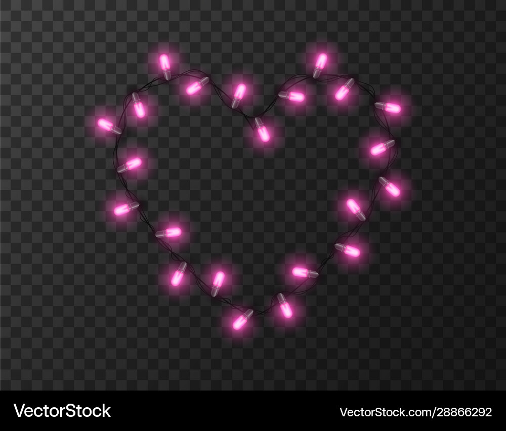 Heart shaped lights isolated on transparent Vector Image