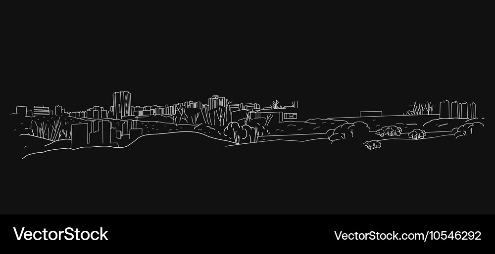 Line landscape bw 01 Royalty Free Vector Image