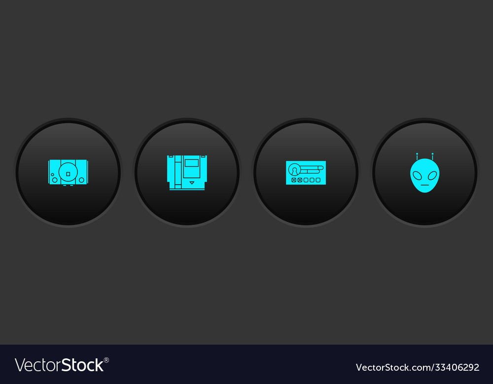 Set video game console cartridge create account Vector Image