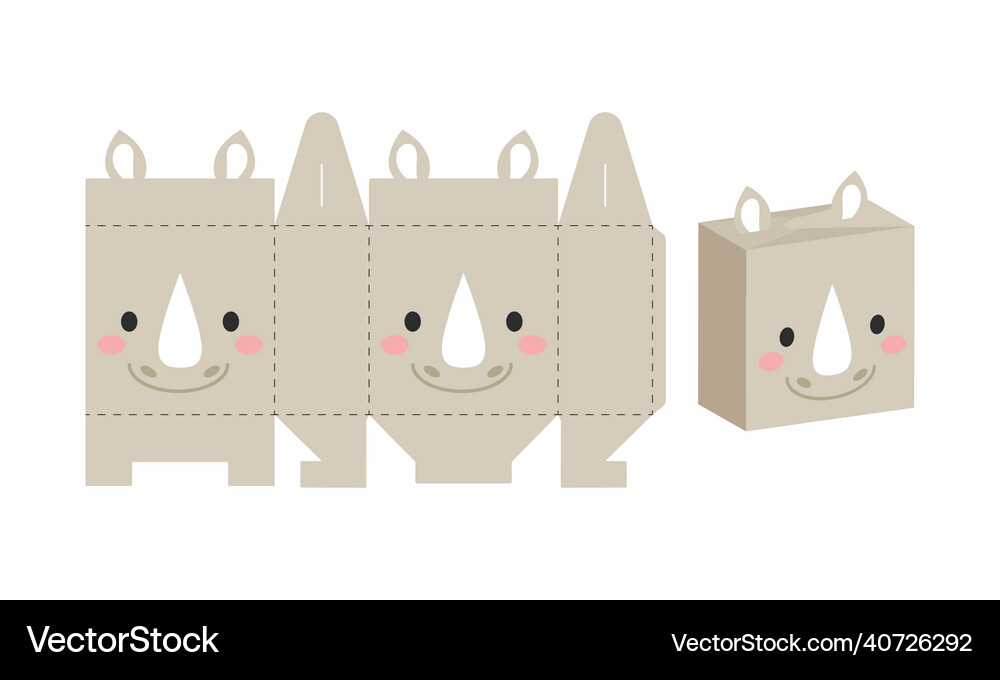 Simple packaging favor box rhino design Royalty Free Vector
