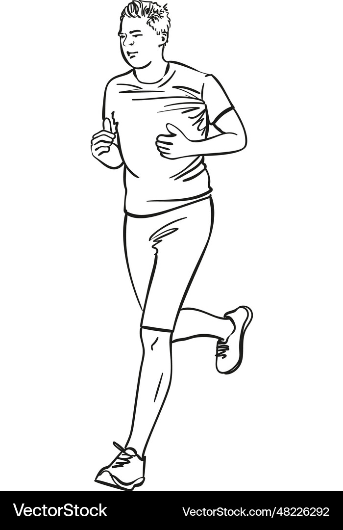 Sketch of running man hand drawn linear Royalty Free Vector