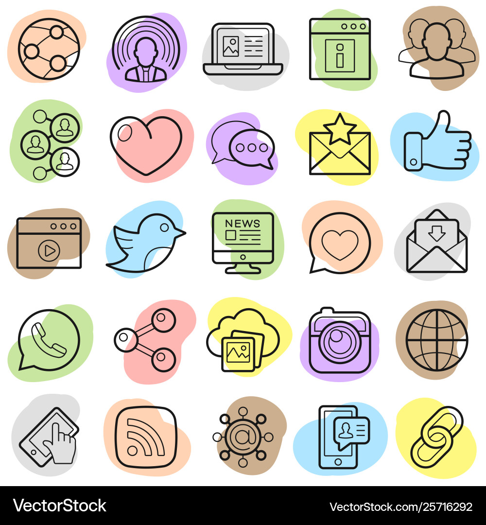 Social network trendy icons set Royalty Free Vector Image