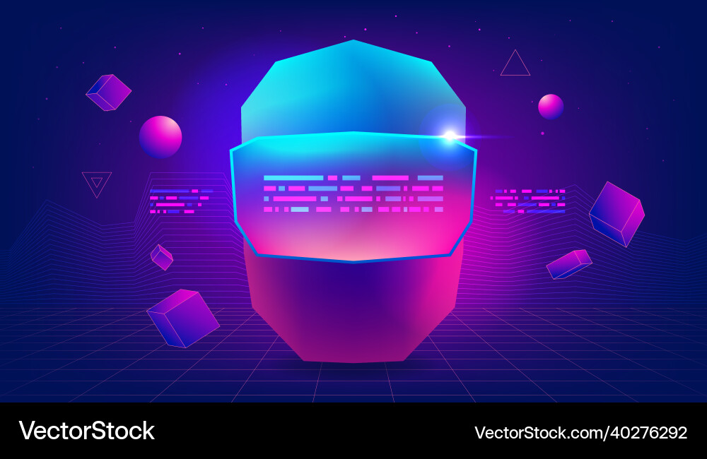 Virtual reality headset vr helmet Royalty Free Vector Image