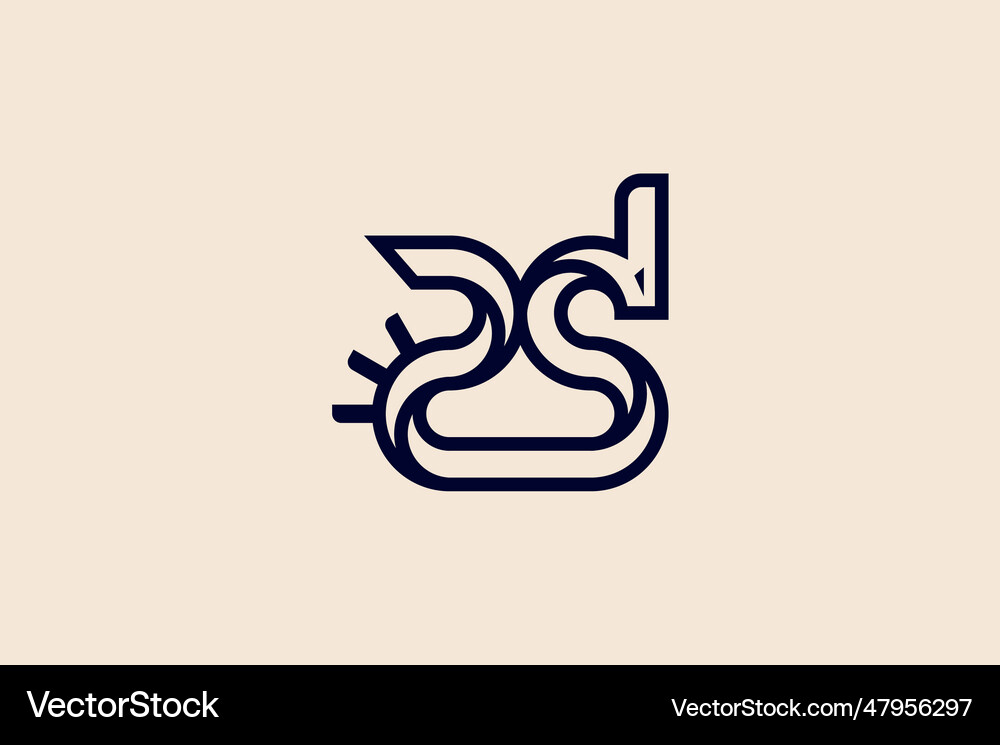 2s or dragon lineart template logo design Vector Image