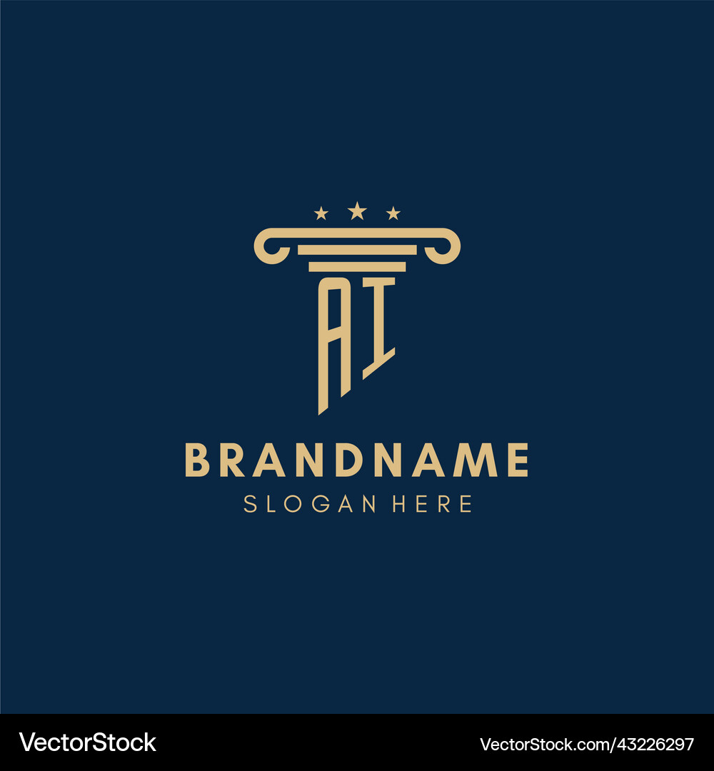 Ai monogram initial logo with pillar and stars Vector Image