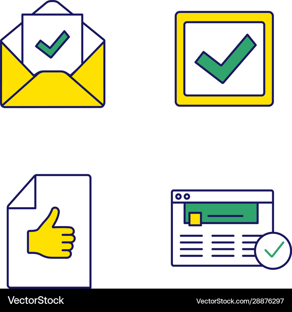 Approve color icons set Royalty Free Vector Image