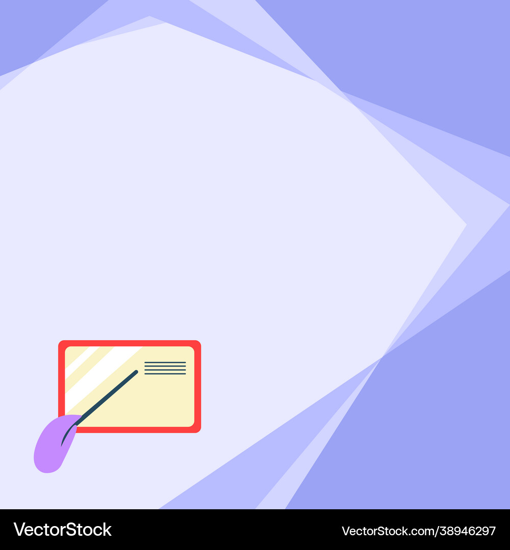 Card drawing with hand pointing stick at small Vector Image