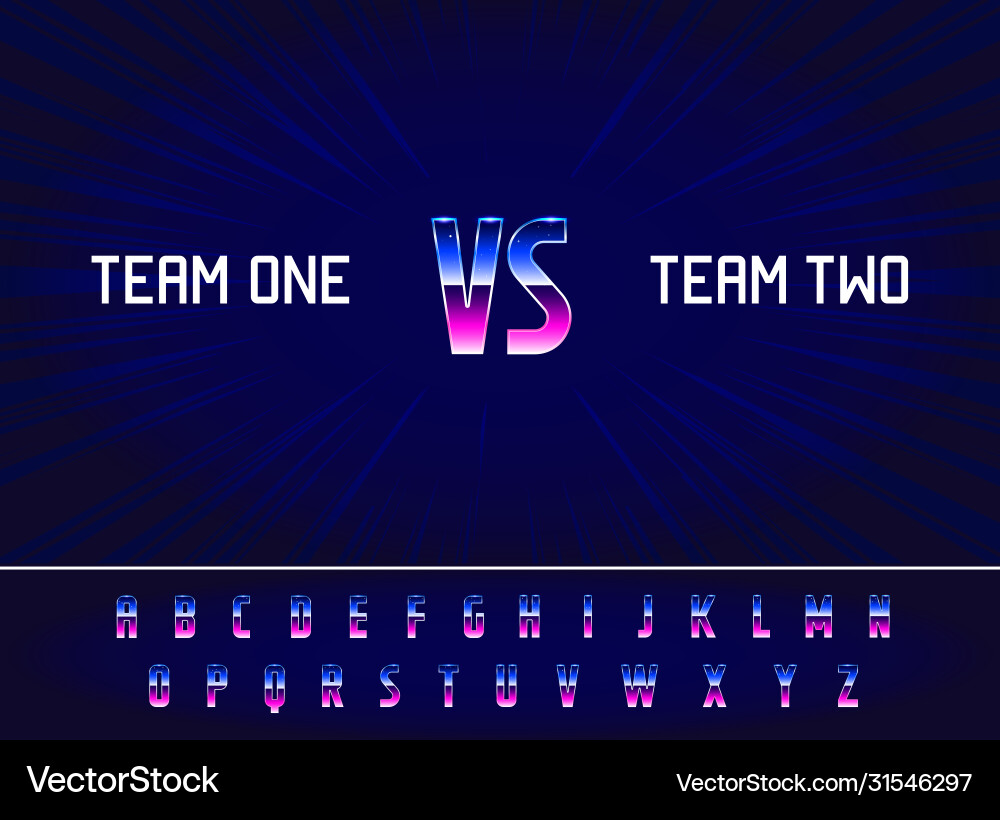 Game versus screen full abc alphabet font Vector Image