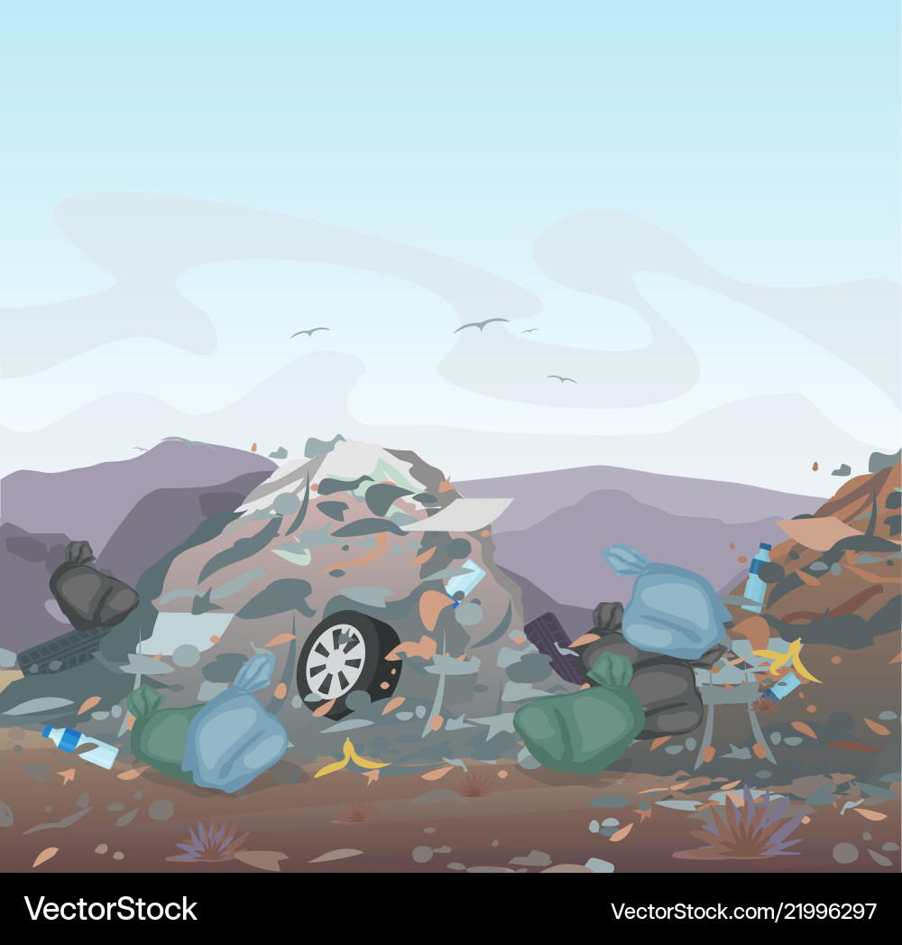 Garbage landfill full of Royalty Free Vector Image