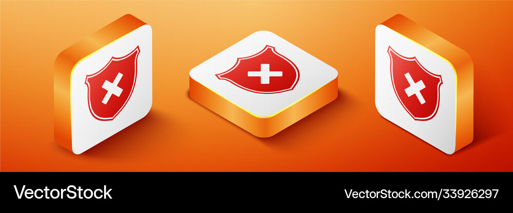 Isometric shield and cross x mark icon isolated Vector Image