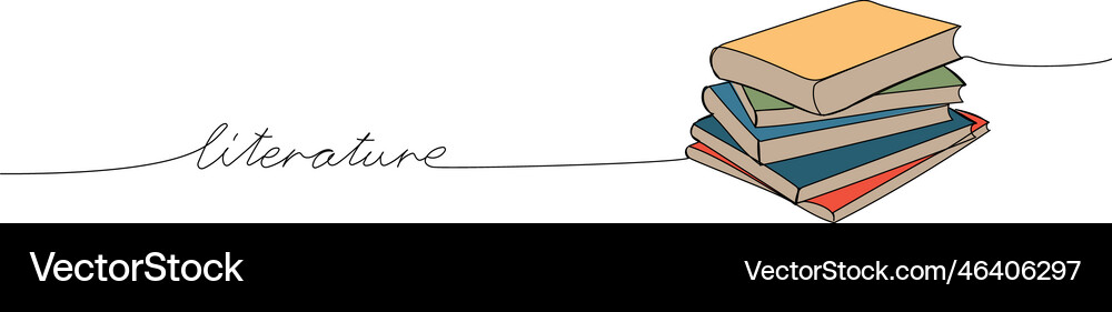 Literature one line colored art continuous line Vector Image