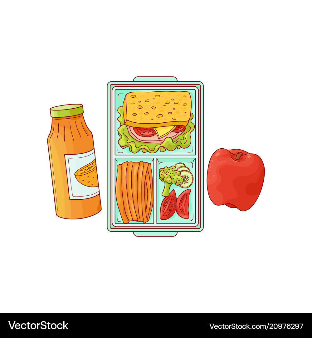 Lunchbox with school lunch - sandwich Royalty Free Vector