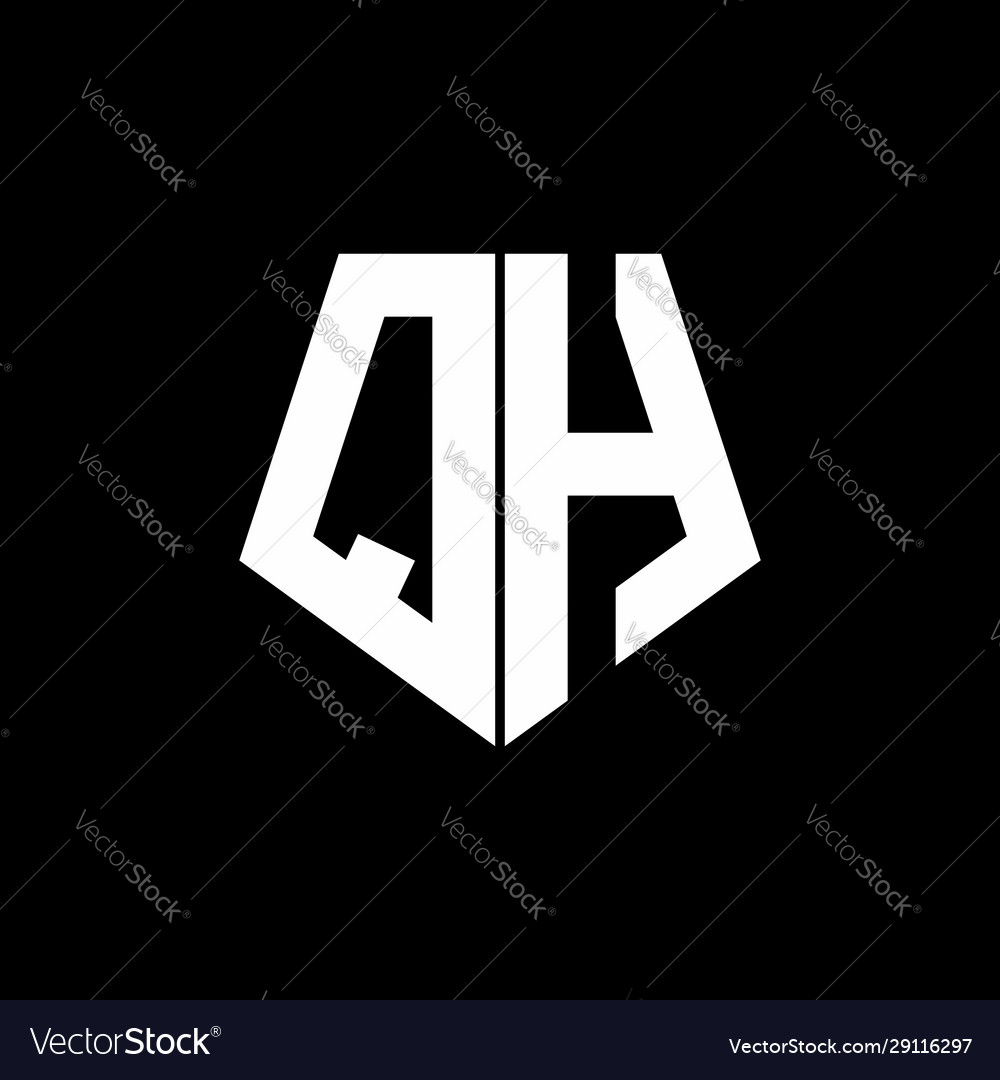 Qh logo monogram with pentagon shape style design Vector Image