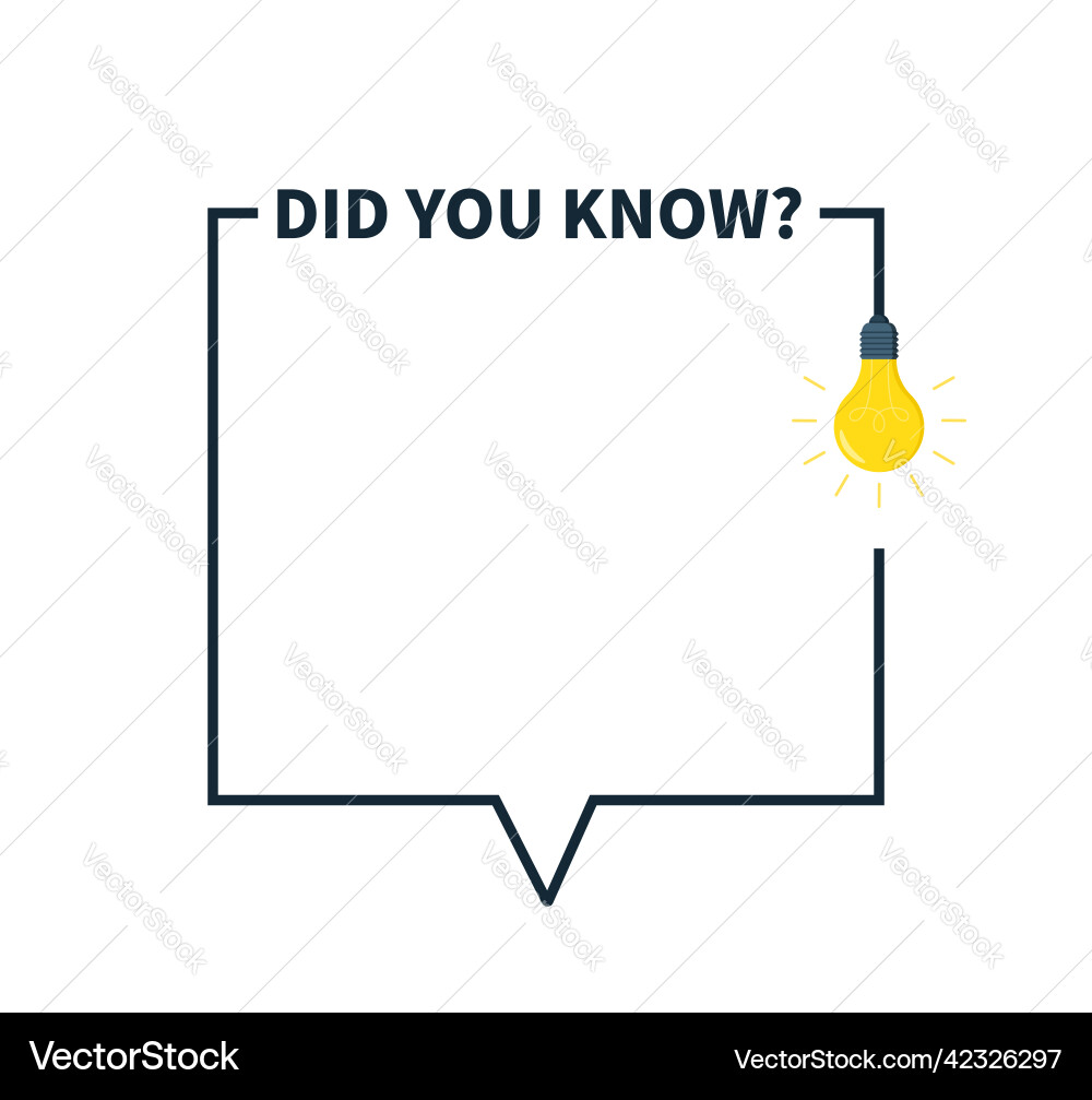 Question in frame box with bulb did you know Vector Image