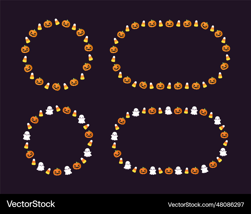 Round halloween frame border design with cartoon Vector Image