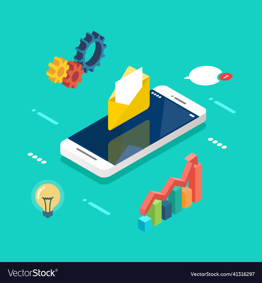 Smartphone With Technology Elements Isometric View