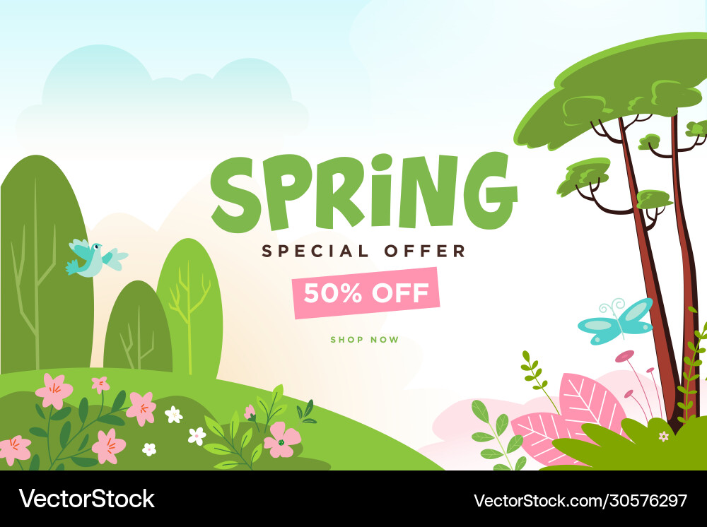 Spring sale banner Royalty Free Vector Image - VectorStock