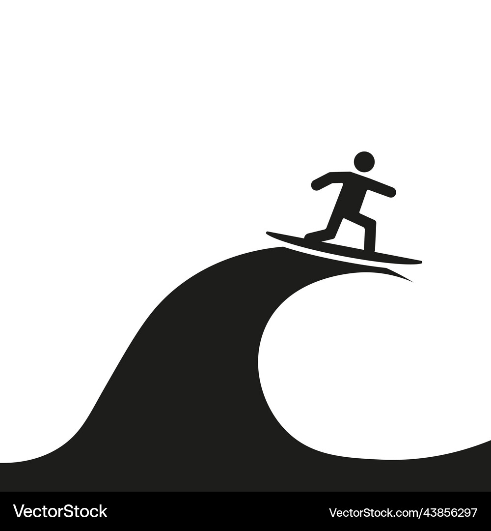 Surfing black icon on white background Royalty Free Vector