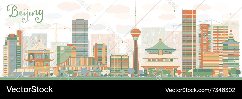 Abstract beijing skyline with color buildings Vector Image