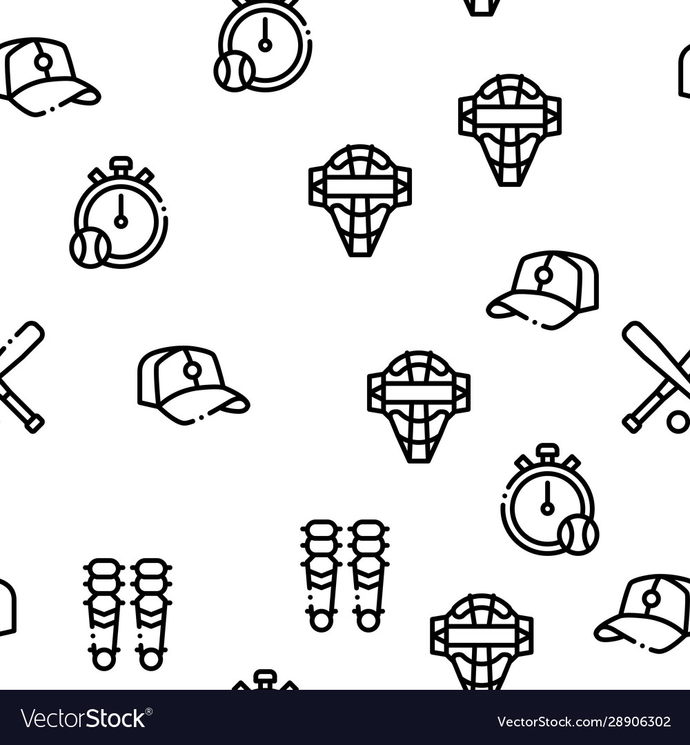 Baseball game tools seamless pattern Royalty Free Vector