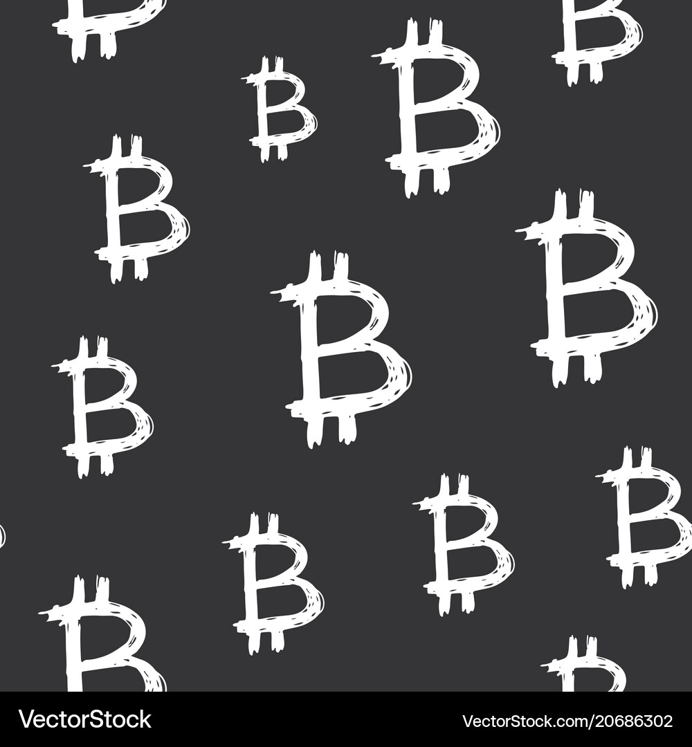Bitcoin sign icon brush lettering seamless Vector Image