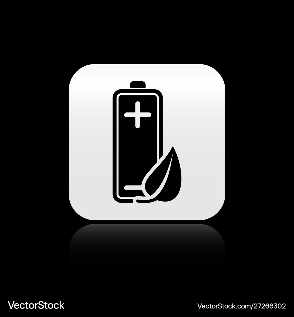 Black eco nature leaf and battery icon isolated Vector Image