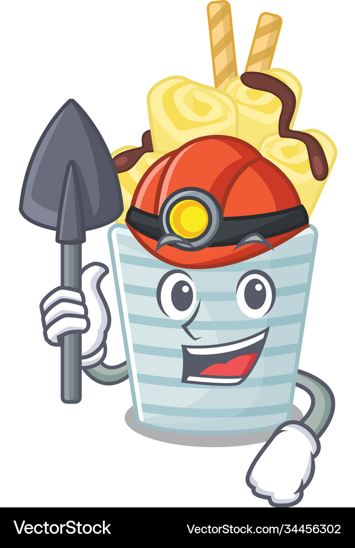 Cool miner worker ice cream banana rolls Vector Image