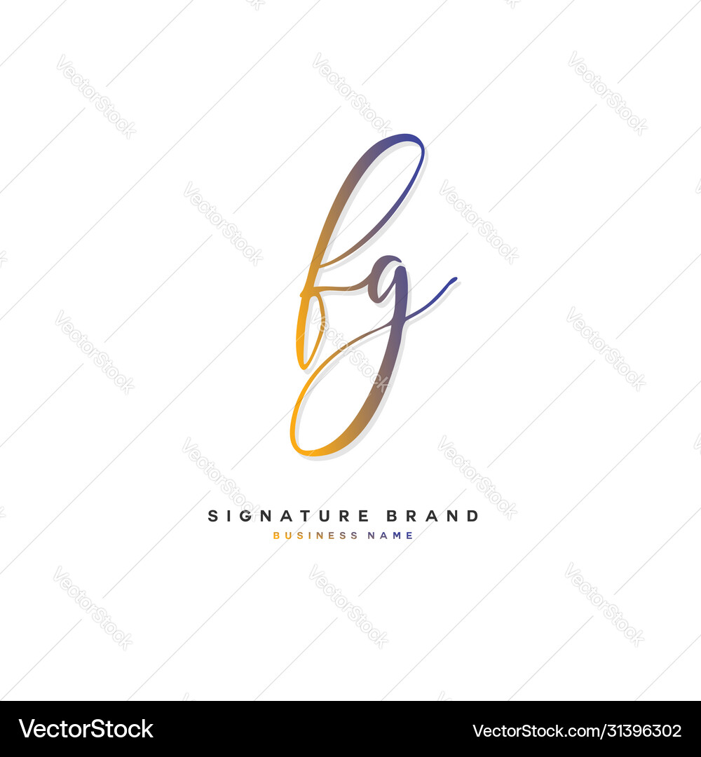 F g fg initial letter handwriting and signature Vector Image