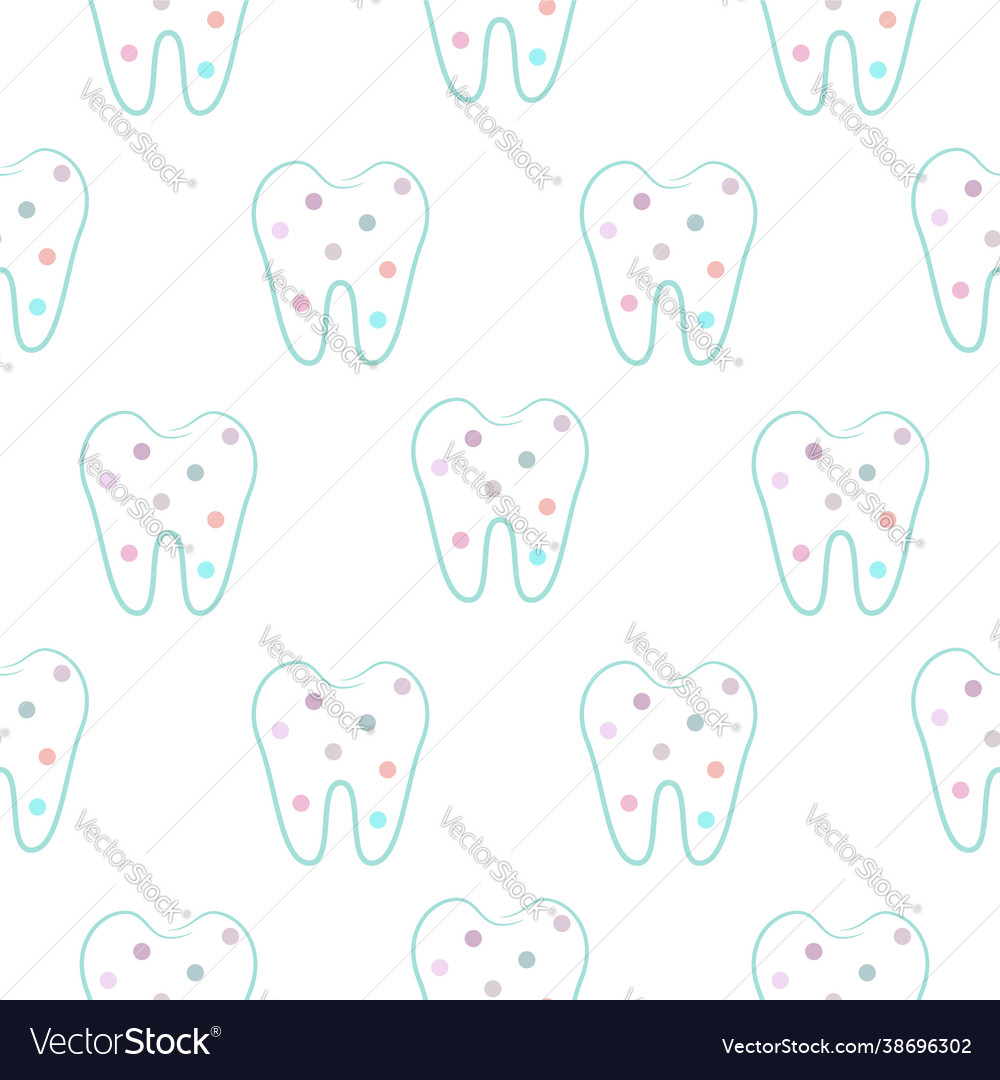 Funny tooth seamless pattern dotted teeth Vector Image
