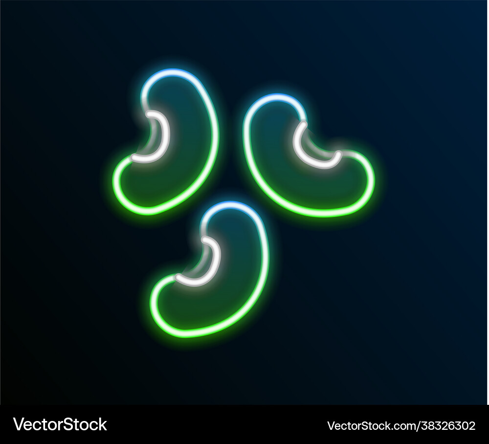 Glowing neon line beans icon isolated on black Vector Image