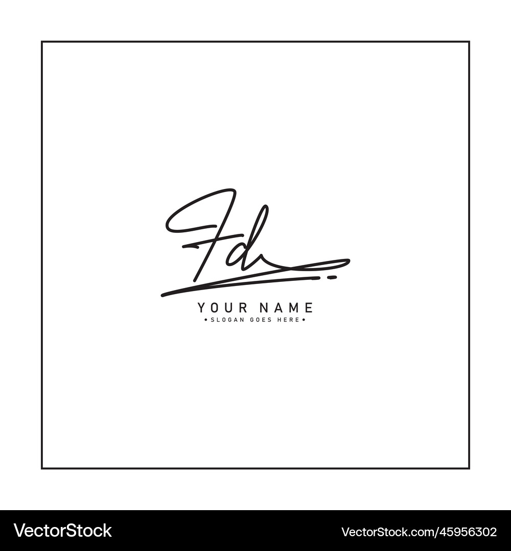 Handwritten signature logo for initial letter fd Vector Image