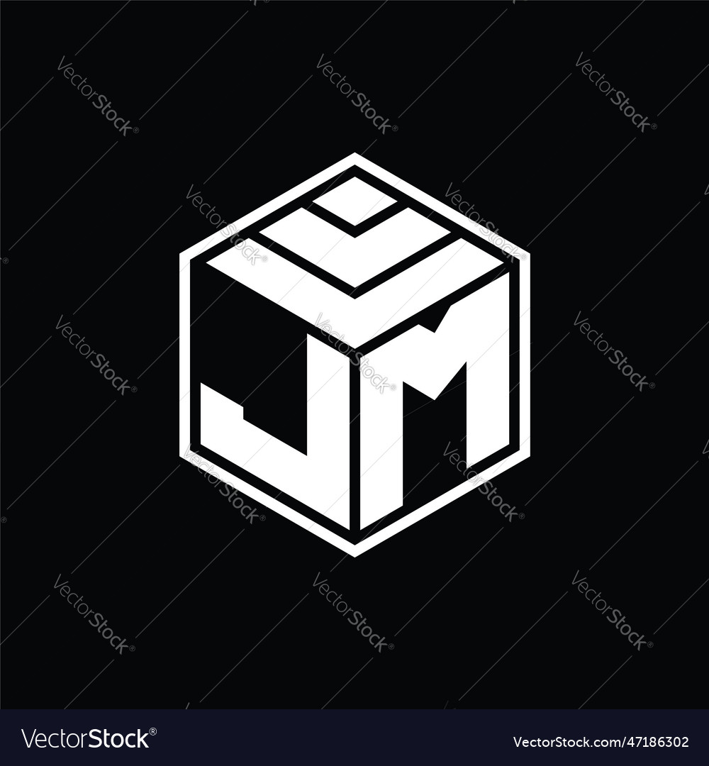 Jm logo monogram with hexagon geometric isolated Vector Image