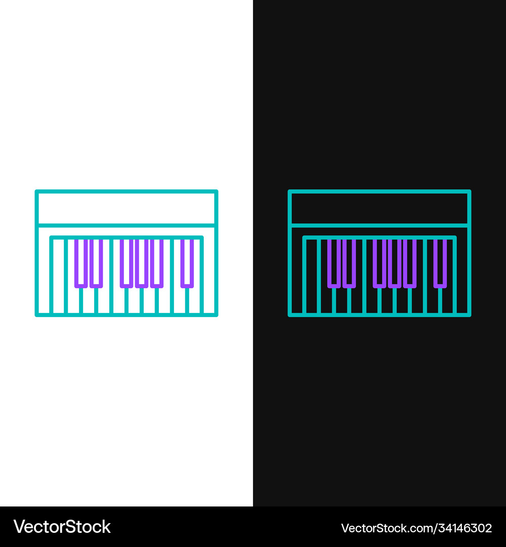 Line music synthesizer icon isolated on white Vector Image