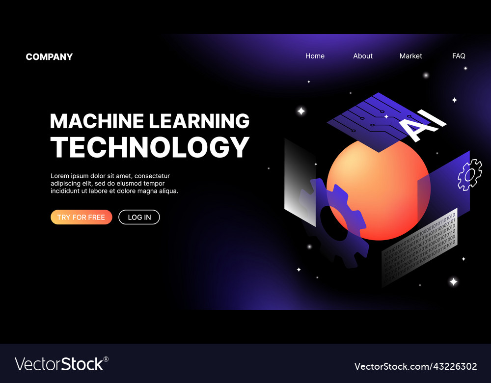 Machine learning technology website template Vector Image