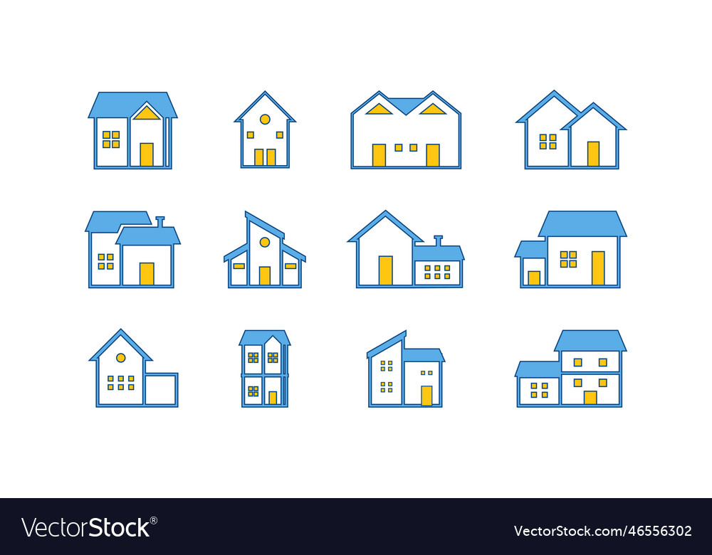Modern architecture line icons - set for real Vector Image