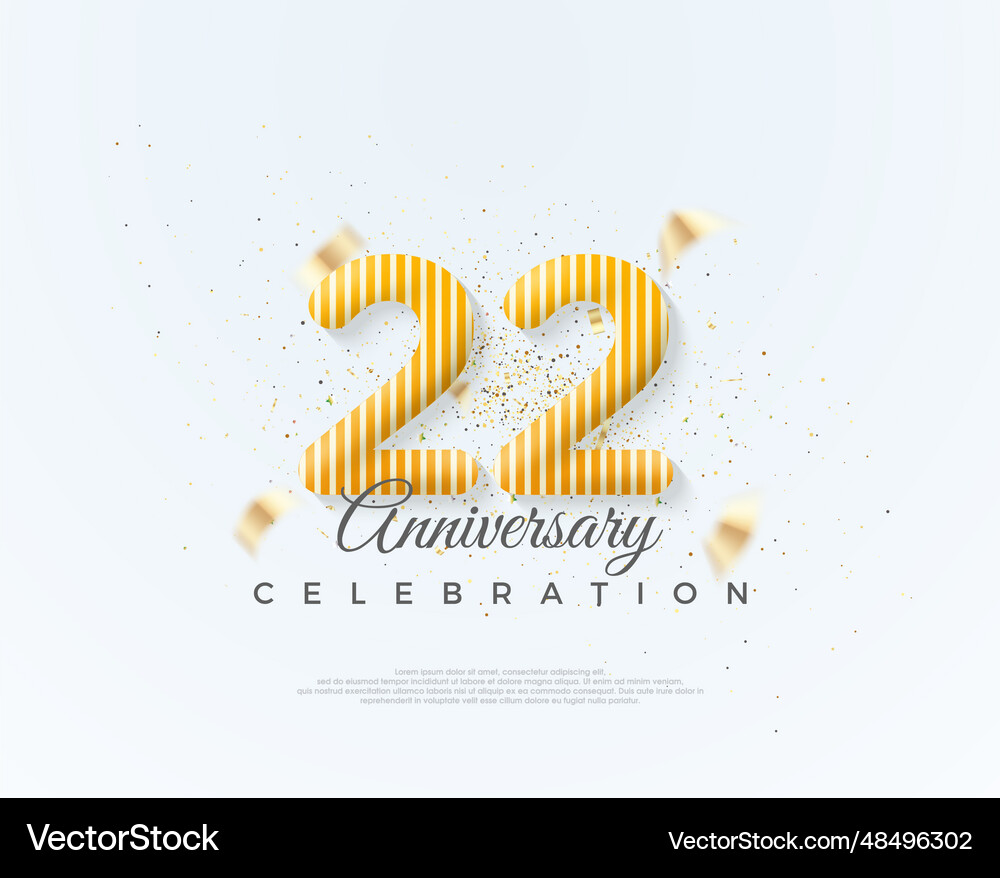 Number 22nd for anniversary celebration Royalty Free Vector