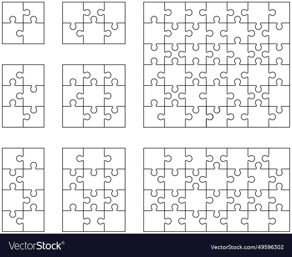 Separate pieces of eight white jigsaw puzzles Vector Image