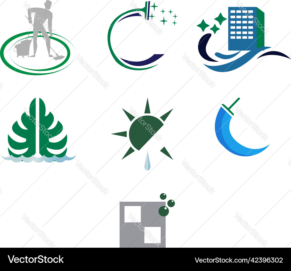 Set of cleaning logos on white background Vector Image