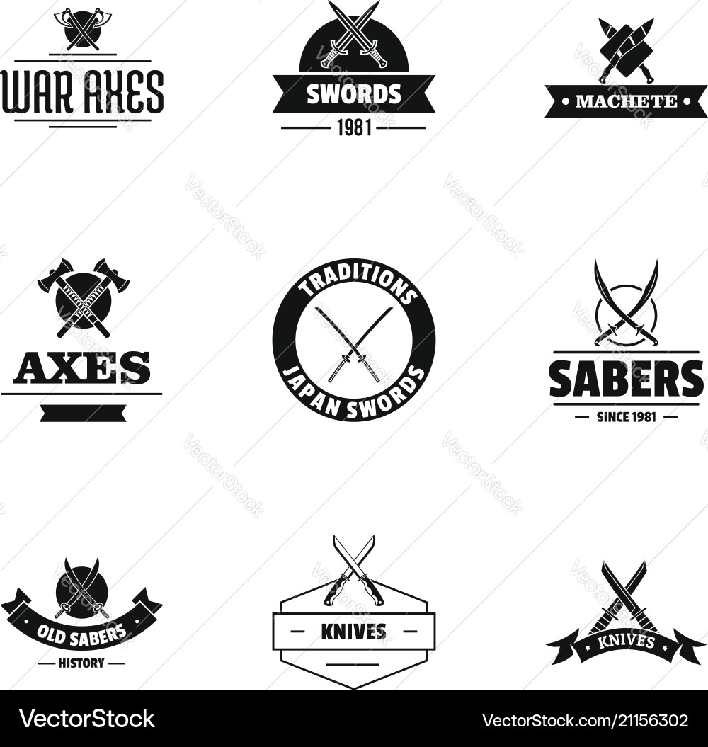 Time of conflict logo set simple style Royalty Free Vector