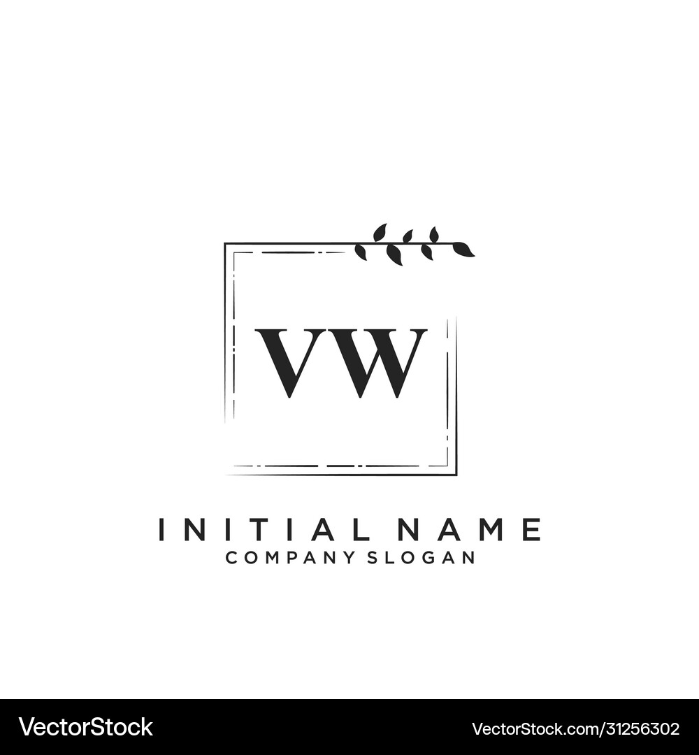 Vw initial handwriting logo design Royalty Free Vector Image