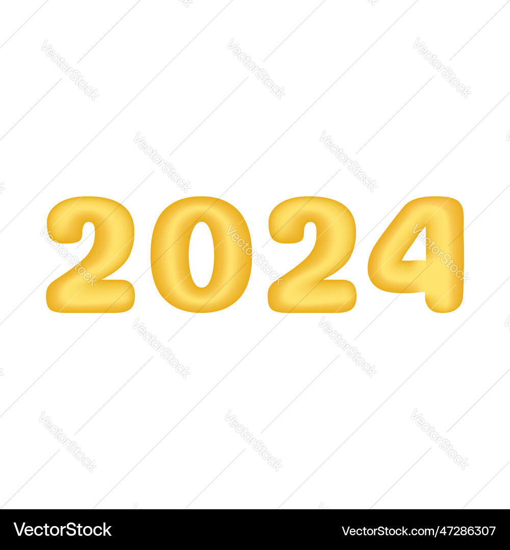 2024 3d digits golden number isolated Royalty Free Vector