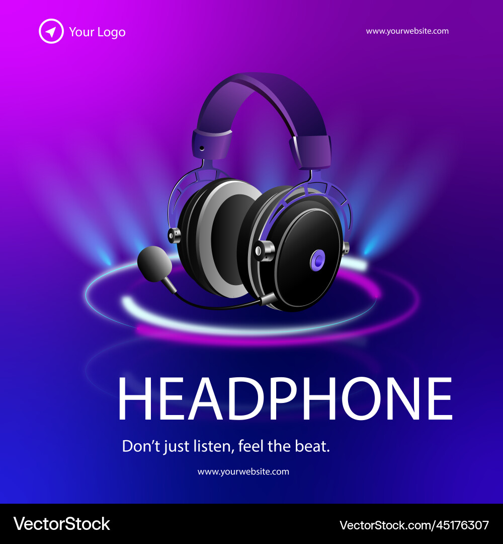 Banner design of headphone Royalty Free Vector Image