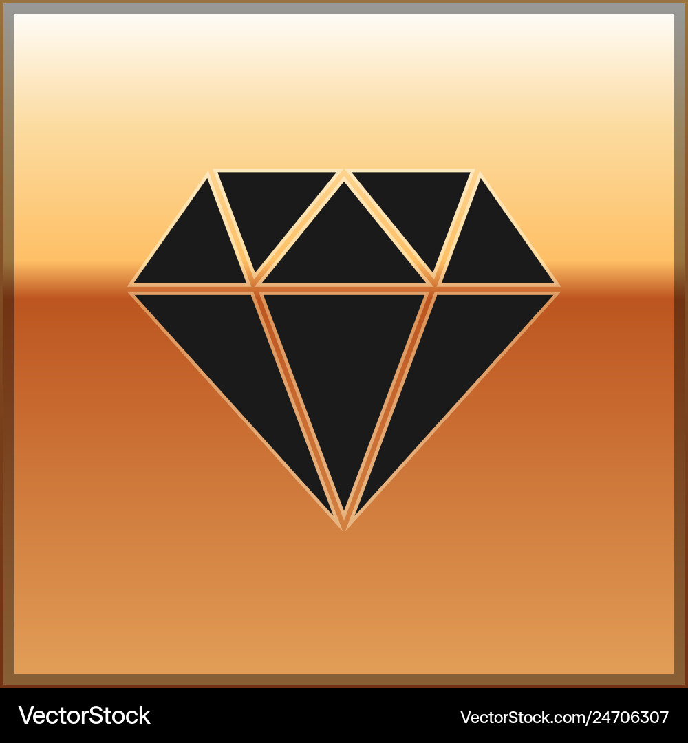 Black diamond sign isolated on gold background Vector Image